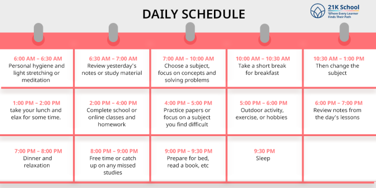 Study Time Table for Students: Your Effective Study Schedule